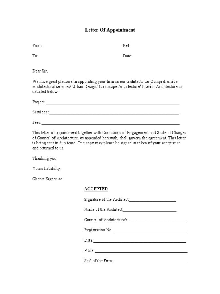 Architect Appointment Letter | PDF