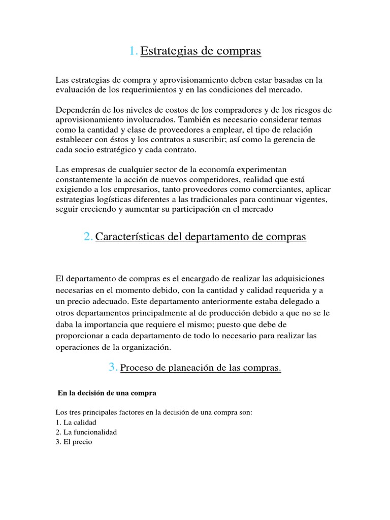 Estrategias de Compras | PDF | Calidad (comercial) | Marketing