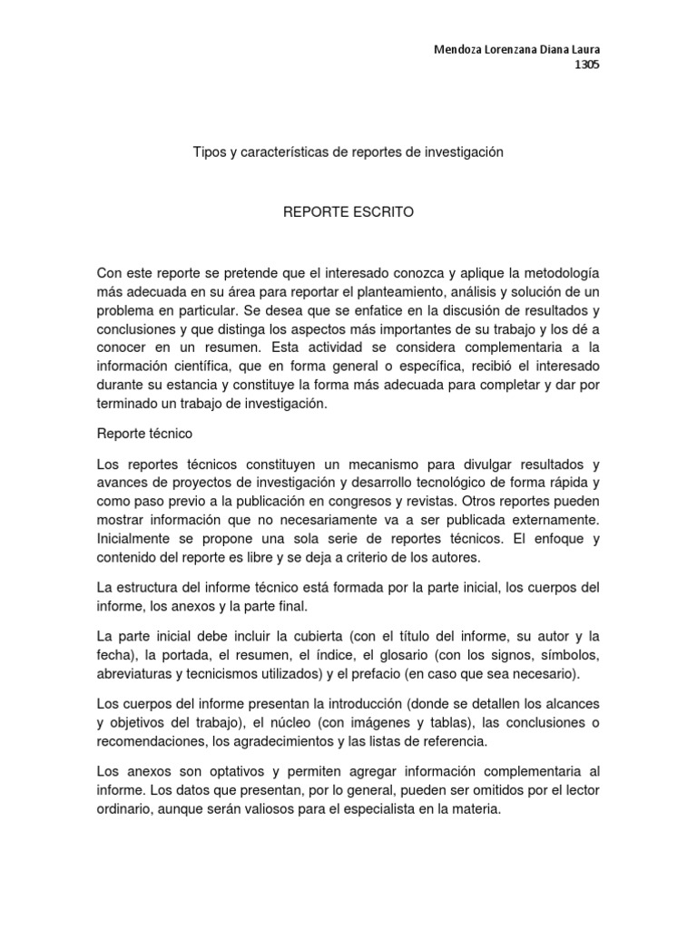 Tipos y características de reportes de investigación | Información ...