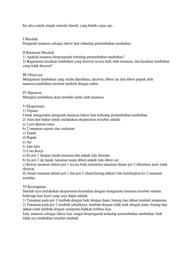 Ini Ada Contoh Simple Metode Ilmiah | PDF | Griya & Taman | Kesehatan Holistik