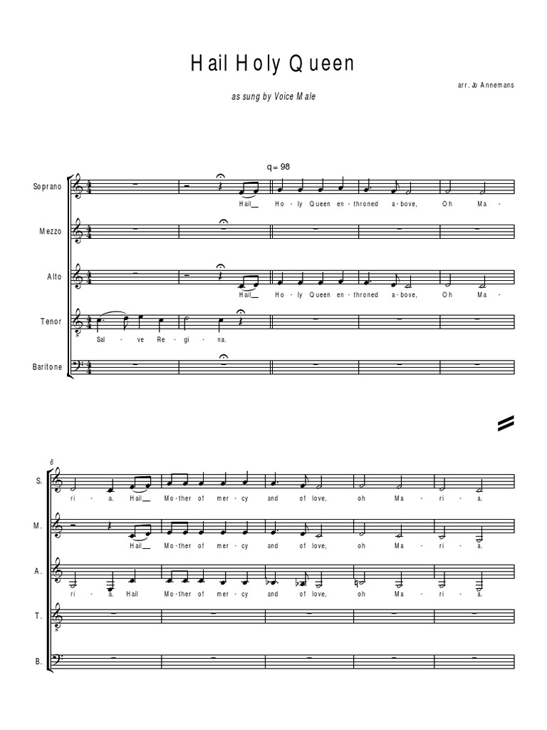 Hail holy queen.pdf | Vocal Music | Choral Music