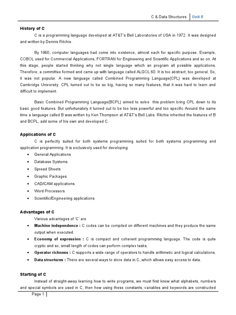 Unit 2 | PDF | Data Type | C (Programming Language)
