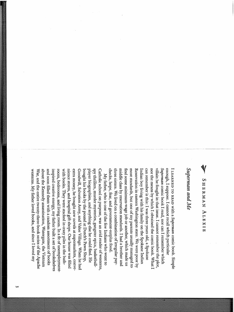 Sherman Alexie SUPERMAN AND ME PDF | PDF