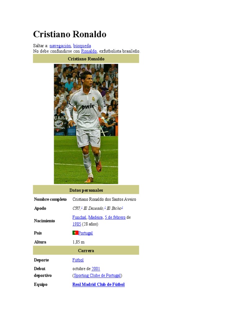Cristiano Ronaldo | PDF | Real Madrid CF | Códigos de fútbol