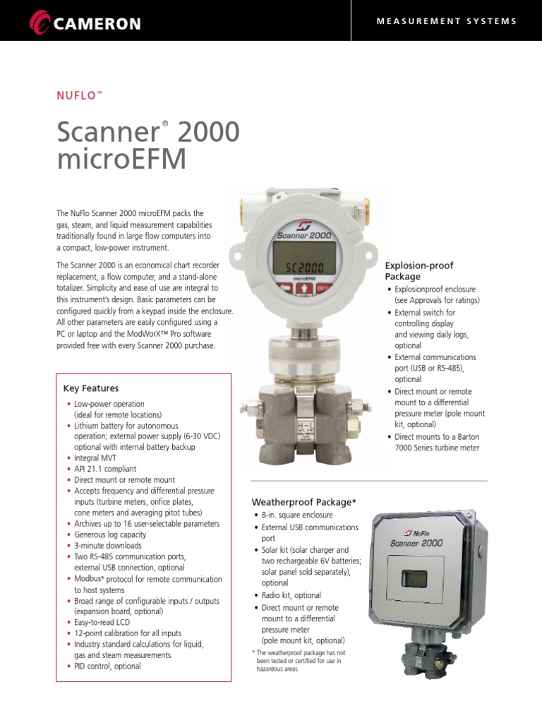 Scanner 2000 Technical Data Sheet | PDF | Flow Measurement | Pressure ...