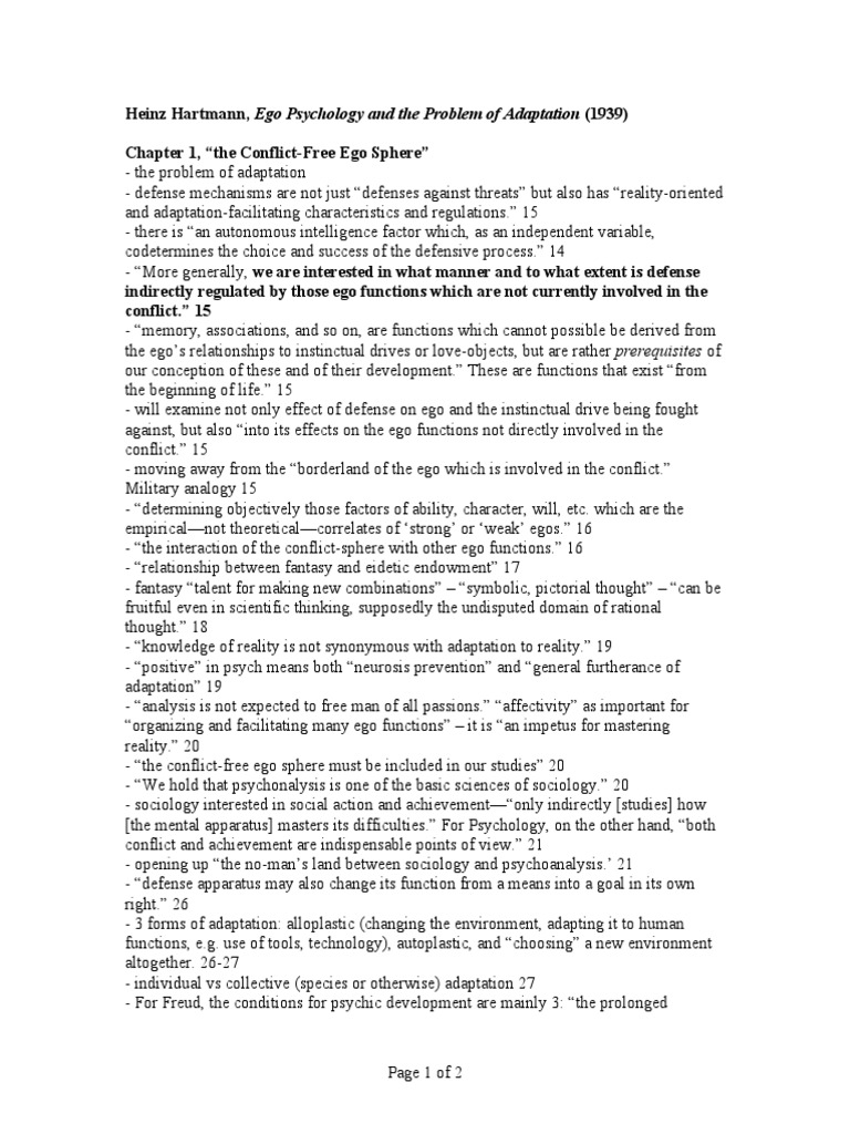 Hartmann Ego Psychology 1939 | PDF | Id | Ego Psychology
