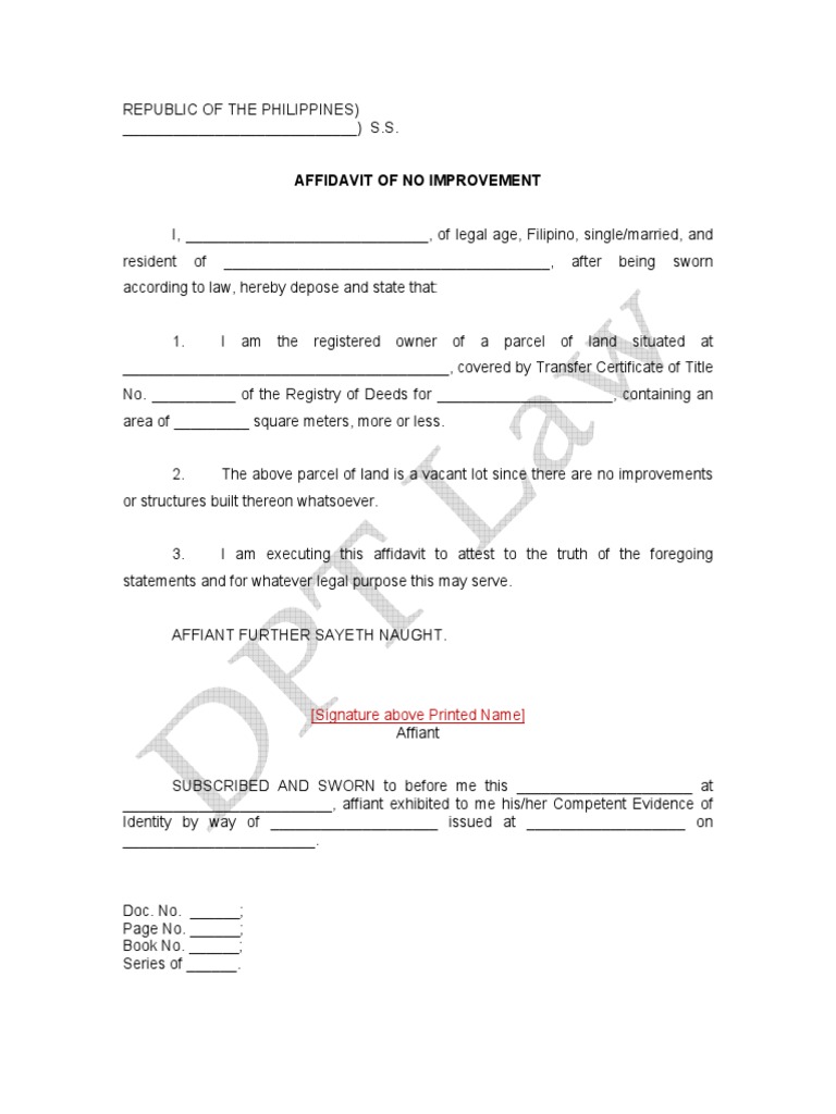 Affidavit of No Improvement Sample PDF | PDF