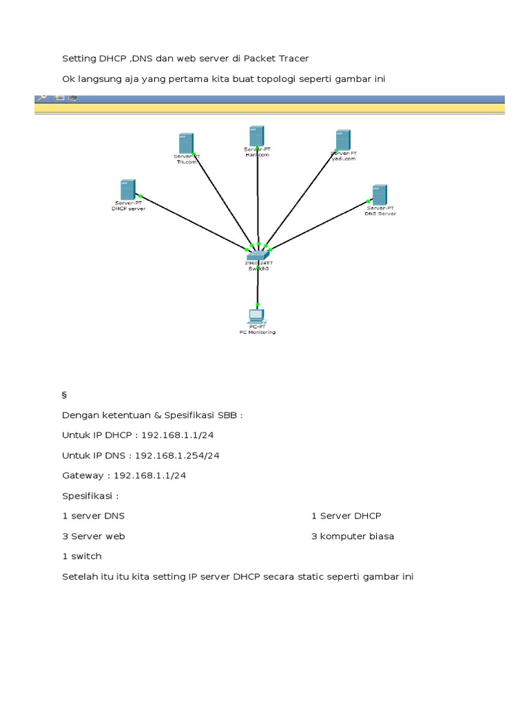 Setting DHCP, Dns Dan Web Server | PDF