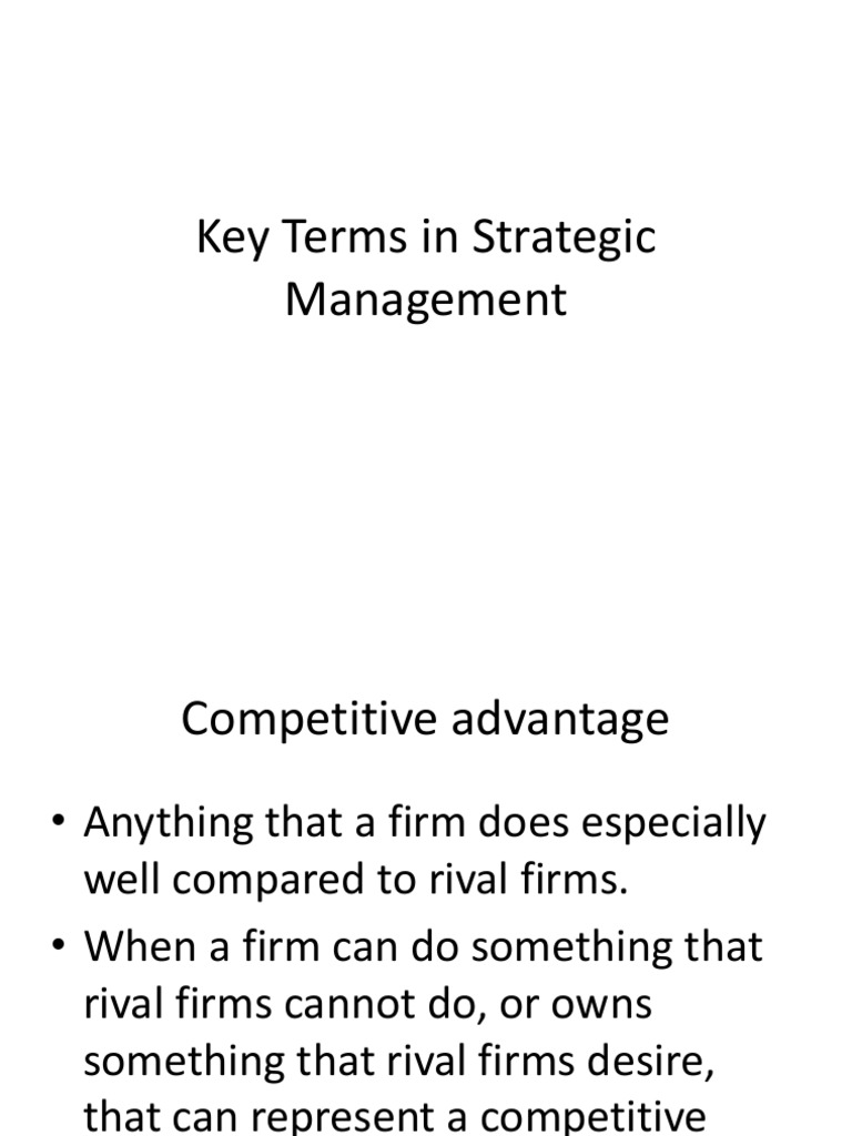 Key Terms in Strategic Management PDF | PDF | Strategist | Strategic ...