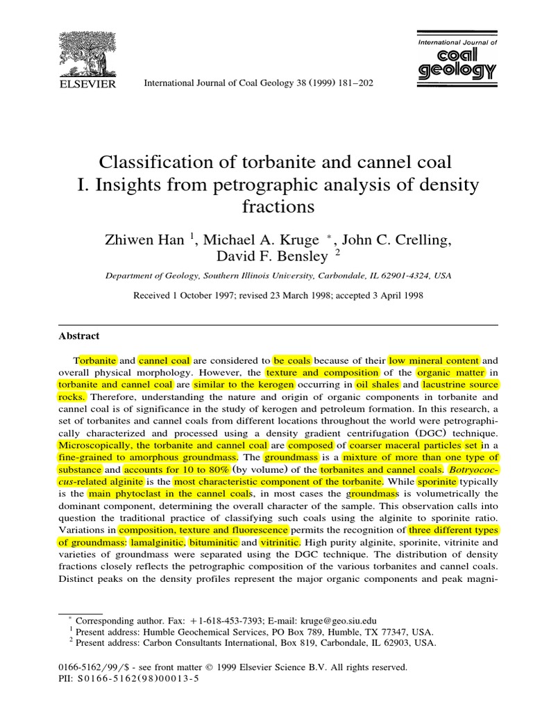 Clasification Torbanite and Cannel Coal PART 2 | PDF | Coal | Oil Shale