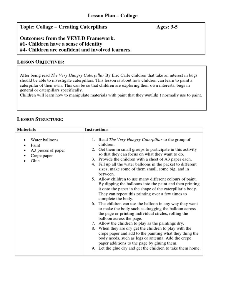 lesson plan 3-5 | Collage | Paper