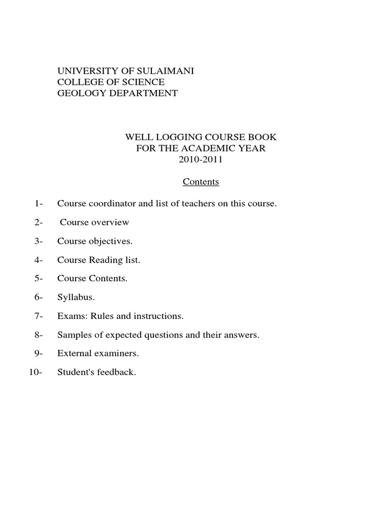 Well Logging Course Book PDF | PDF | Earth Sciences | Chemistry