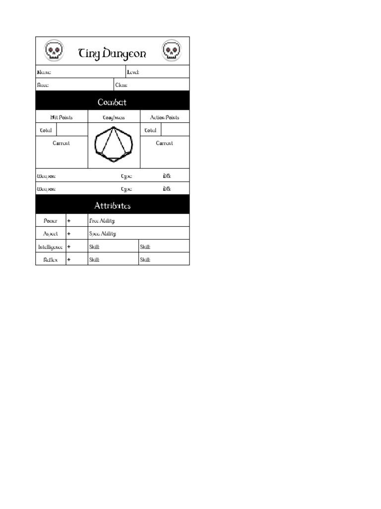 Tiny Dungeon Character Sheet | PDF