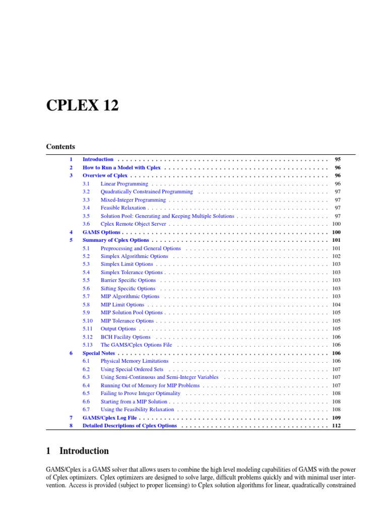 cplex.pdf | Linear Programming | Mathematical Optimization