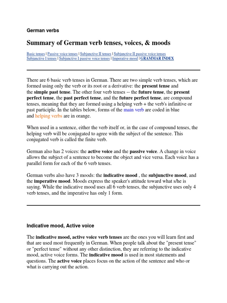 German Tenses | PDF | Grammatical Tense | Verb