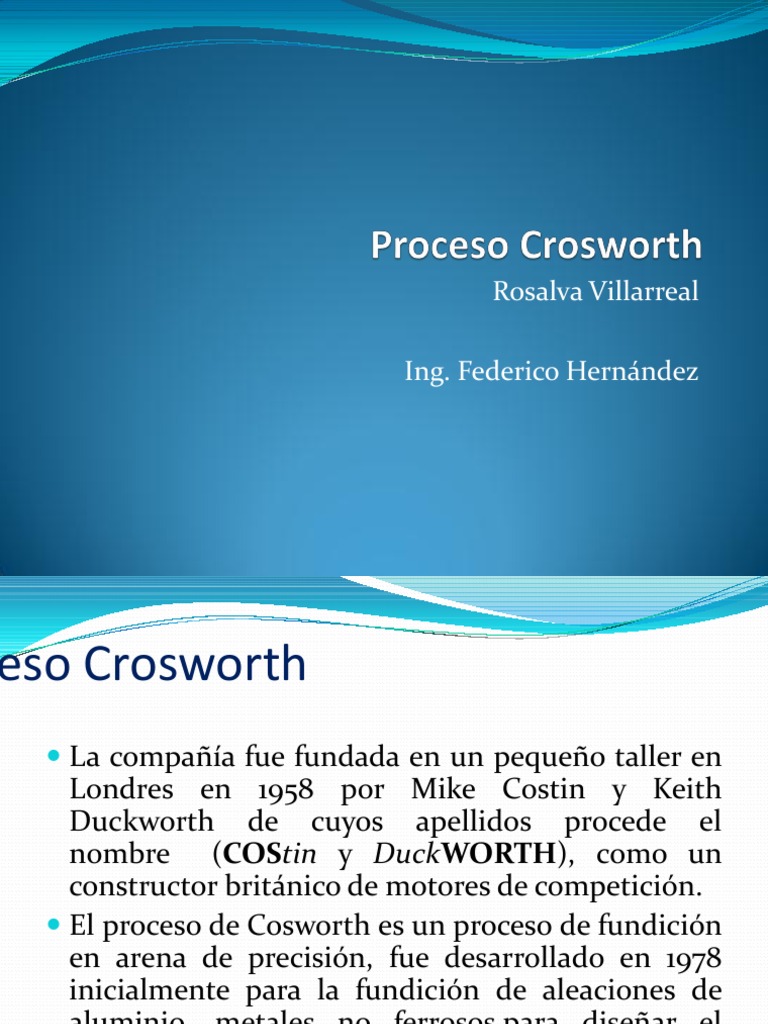 Proceso Cosworth | PDF | Fundición (metalurgia) | Aluminio