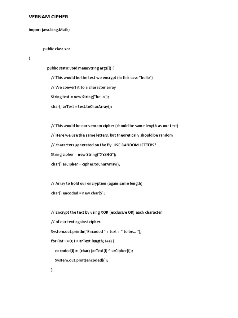 Vernam Cipher | PDF