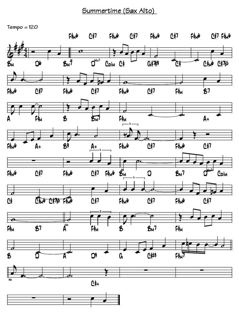 Alto Sax - Summertime - Solo. | PDF | Computers