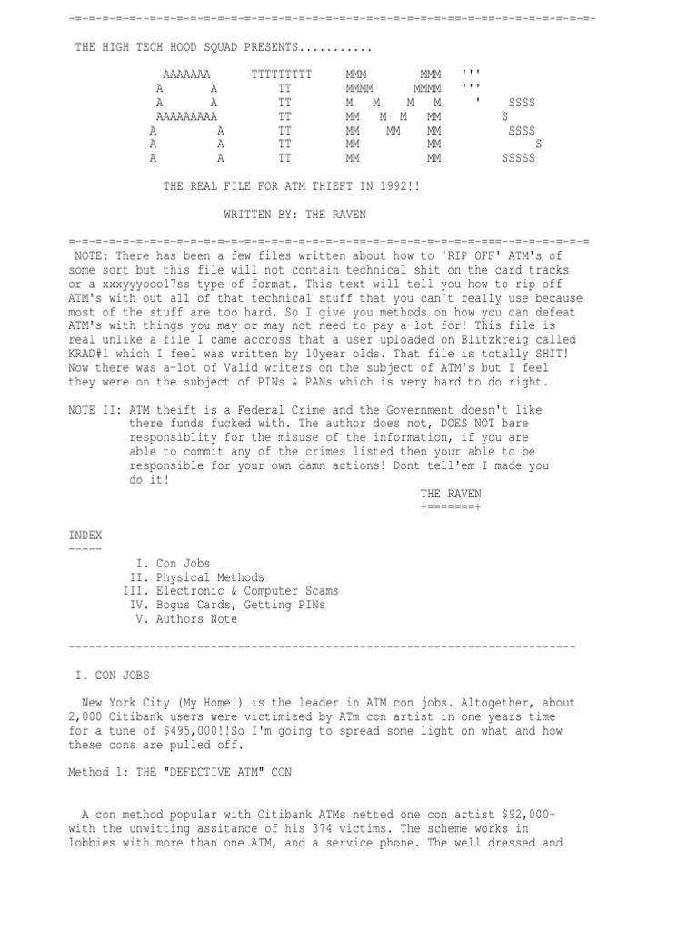 Atm 92 | PDF | Personal Identification Number | Automated Teller Machine