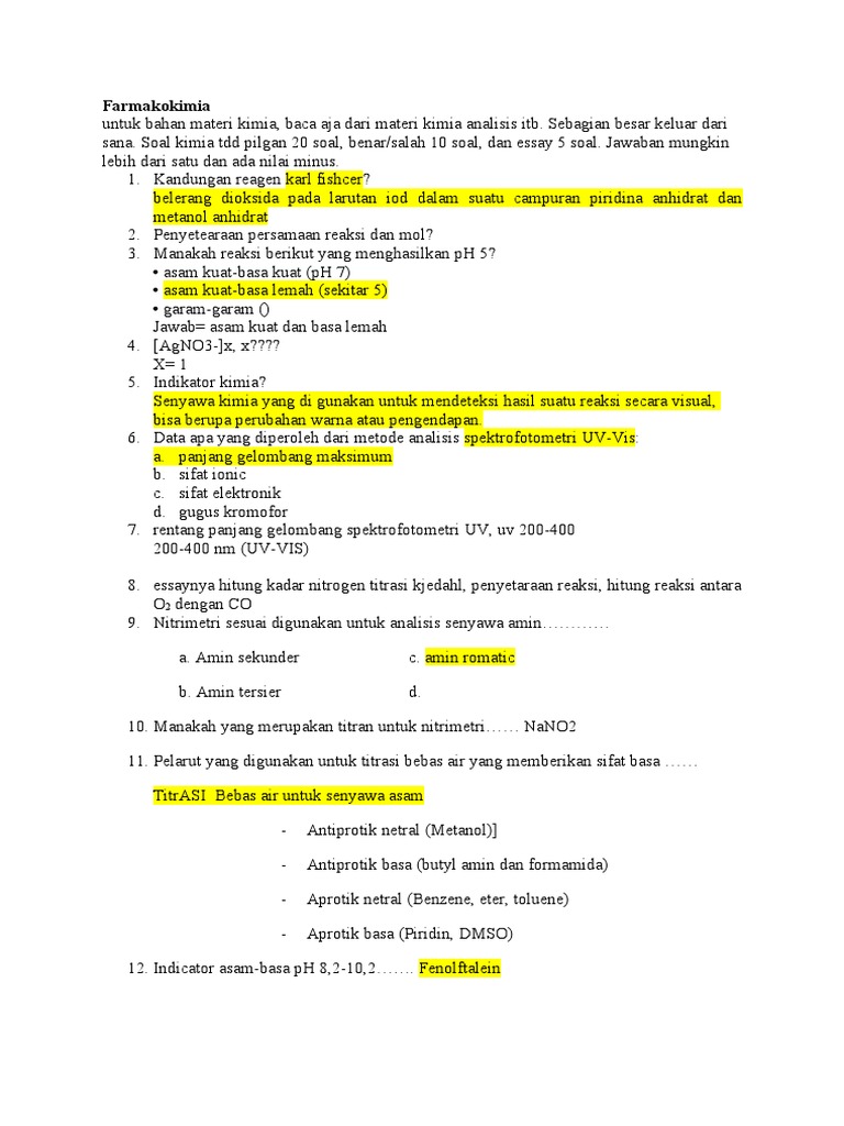Soal-Soal Apoteker Itb | PDF
