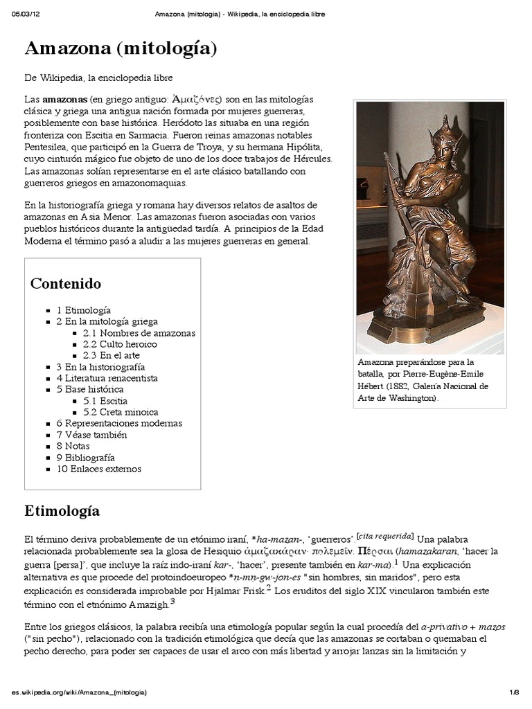 Amazona (Mitología) - Wikipedia, La Enciclopedia Libre | PDF | Amazonas ...