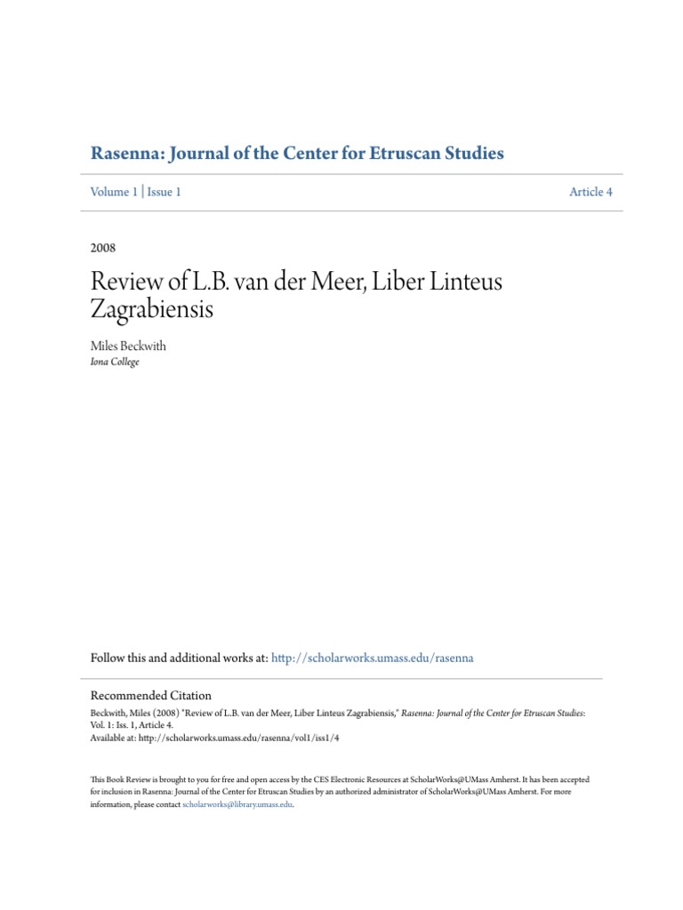Review of L.B. Van Der Meer Liber Linteus Zagrabiensis | PDF ...