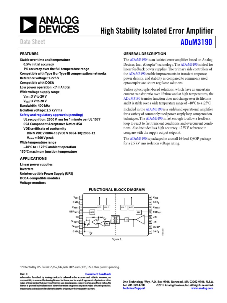 ADu M3190 | PDF | Amplifier | Operational Amplifier