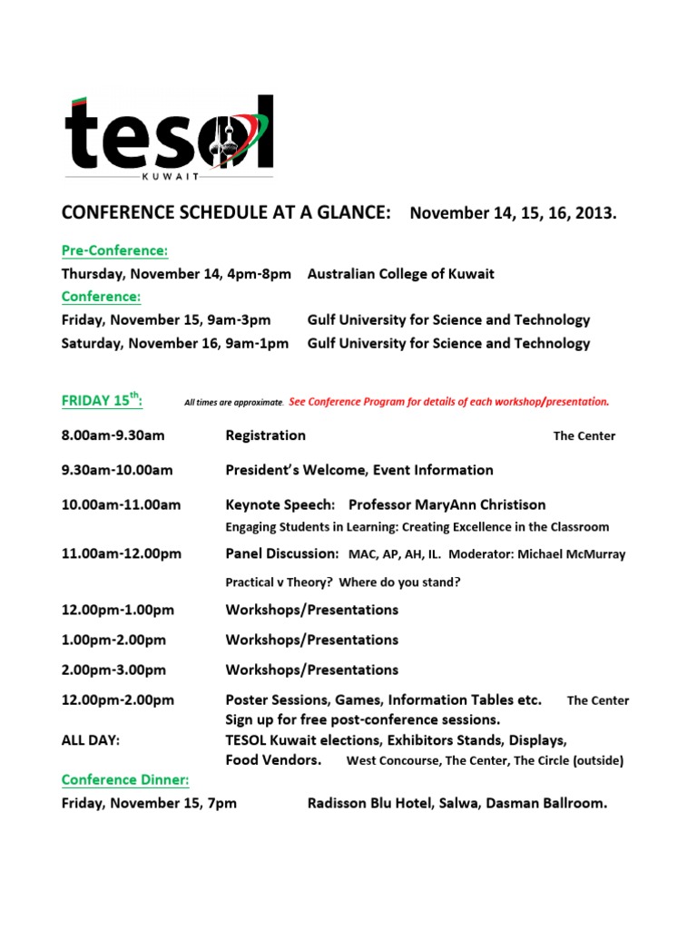 Conference Schedule at A Glance | PDF