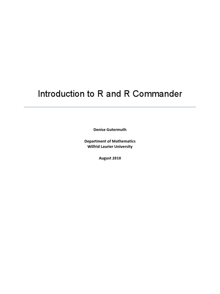 Introduction To R and R Commander | PDF | R (Programming Language) | Regression Analysis