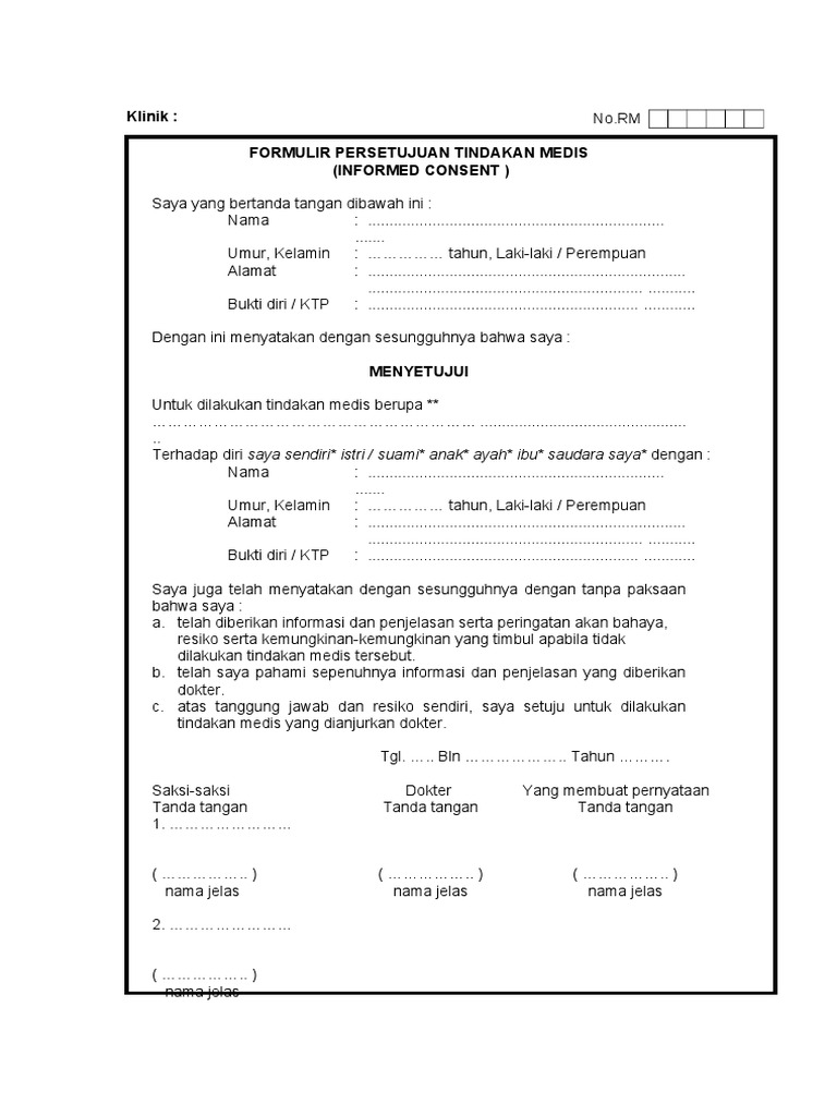 Formulir Persetujuan Tindakan Medis