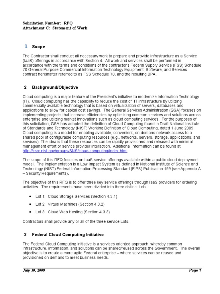 US Federal Cloud Computing Initiative RFQ (GSA) | PDF | Cloud Computing ...