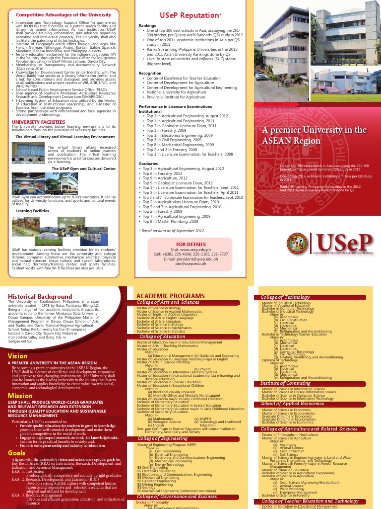 Usep Brochure PDF | PDF | Academia | Science And Technology