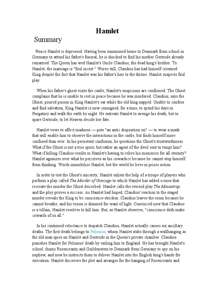 Hamlet Summary | PDF | Hamlet | Plays