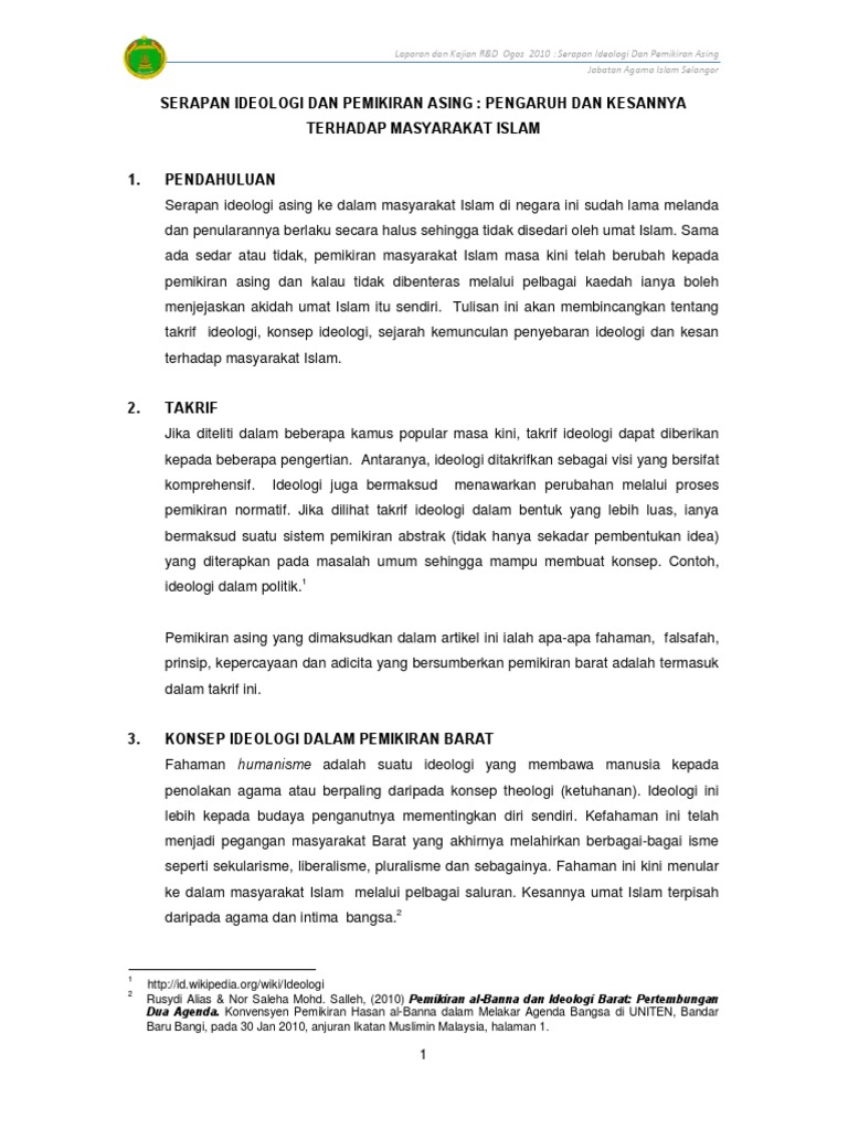 Serapan Ideologi Dan Pemikiran Asing Pengaruh Dan Kesannya - JAIS PDF | PDF