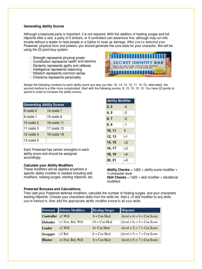 Generating Ability Scores Ability Modifier | Download Free PDF | Nature ...