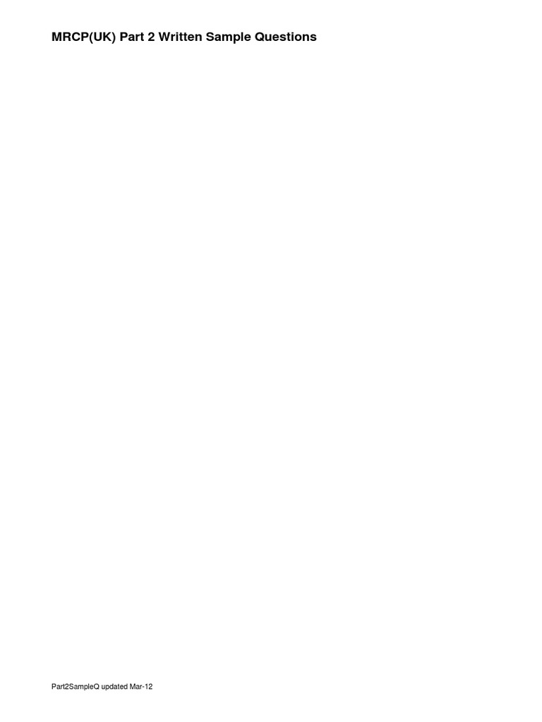 MRCP Part 2 Sample Questions PDF | PDF | Breathing | Medical Specialties