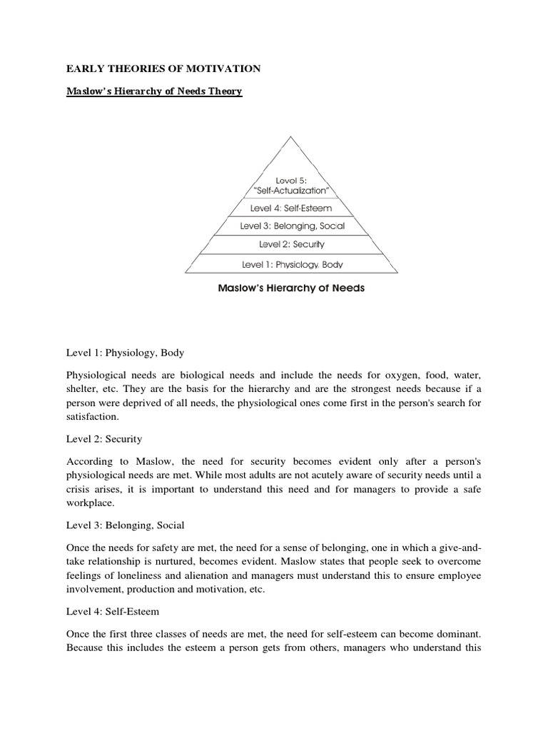 Early Theories of Motivation | PDF | Motivation | Motivational
