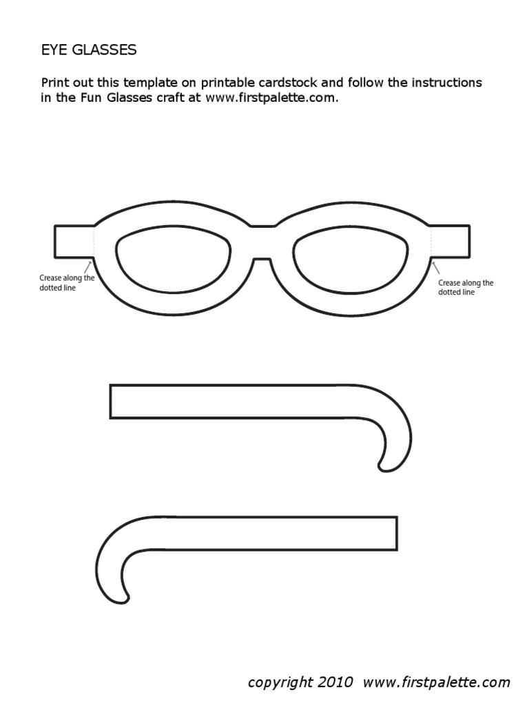 Eye Glasses: Print Out This Template On Printable Cardstock and Follow ...