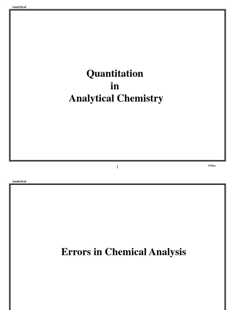 1-Chemical Analysis - Quantitation - S | PDF | Accuracy And Precision | Analytical Chemistry
