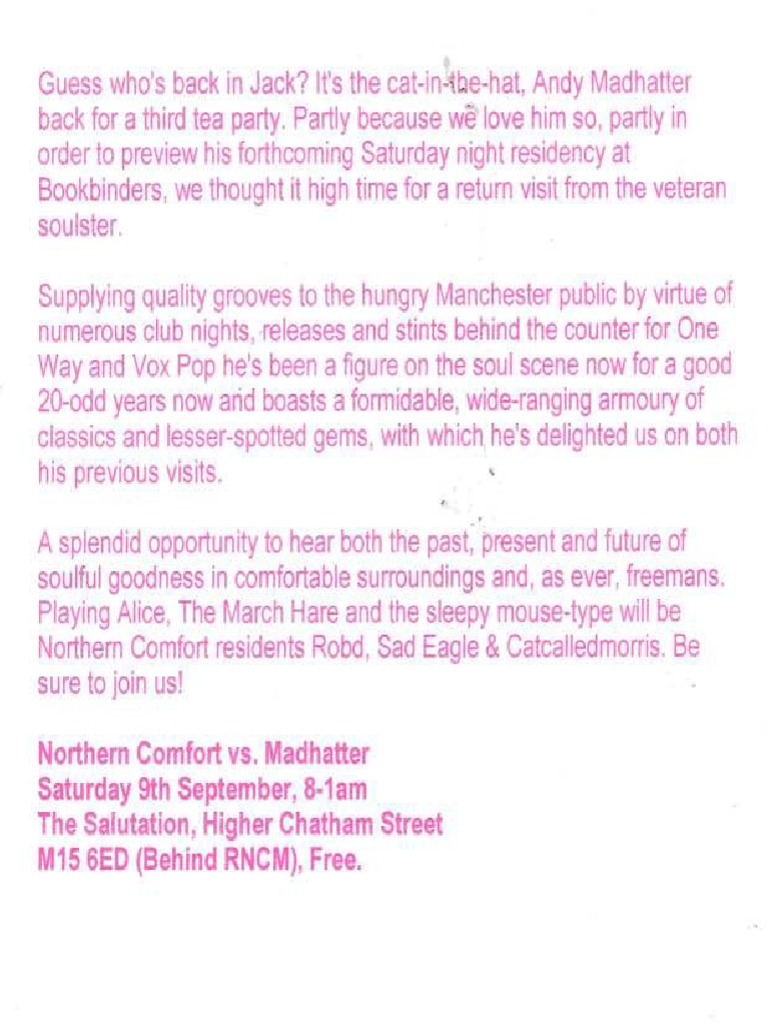 Treva Whateva - Northern Comfort Flyer - Madhatter - 9/9/2010 | PDF ...