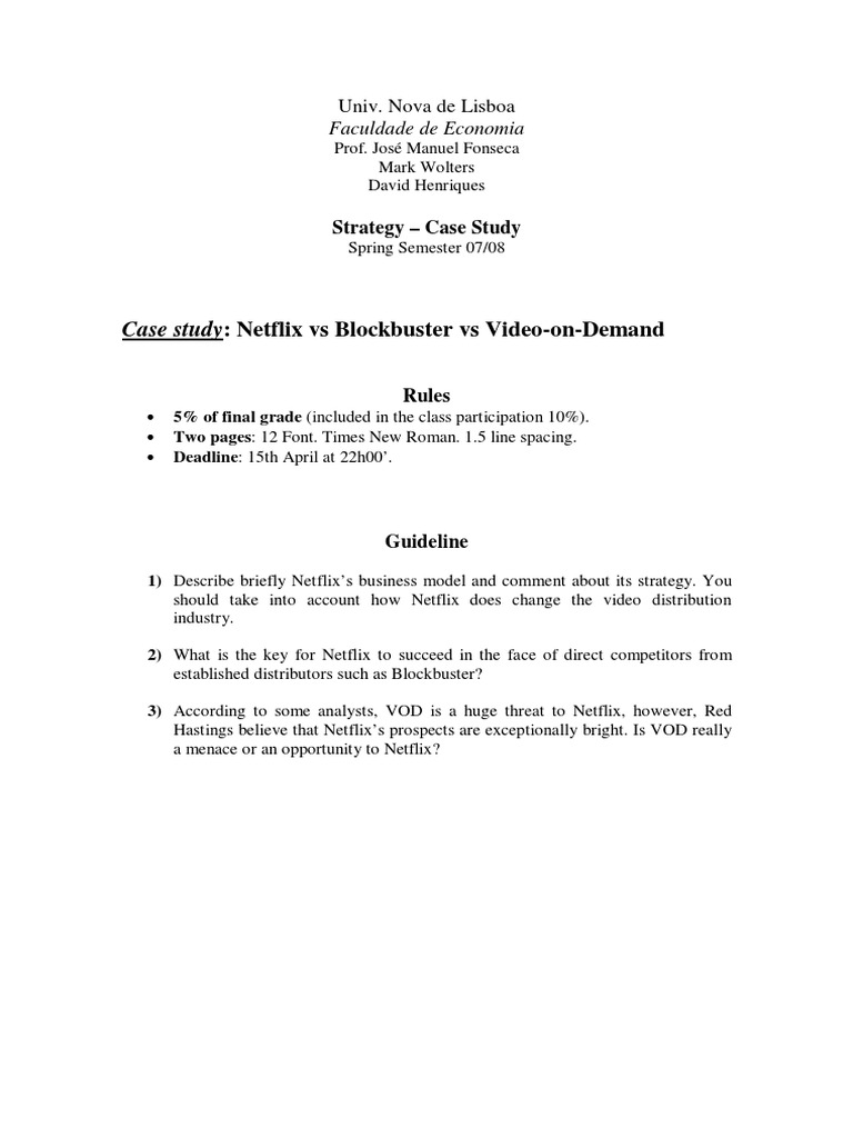 Strategy Case Study: Netflix vs Rivals | PDF | Netflix | Video On Demand