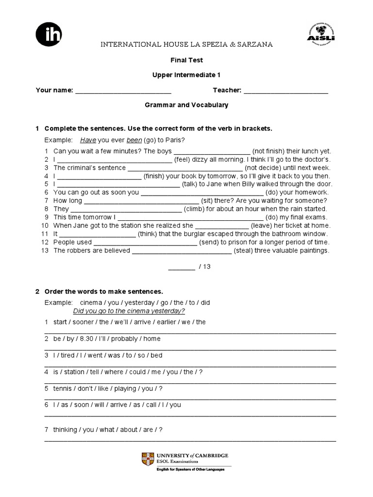 Upper Intermediate 1 Final Test Pdf Pdf Weather Global Warming