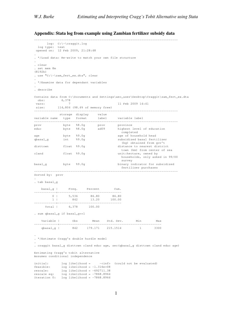 Estimating Cragg Appendix PDF | PDF | Bootstrapping (Statistics) | Errors And Residuals