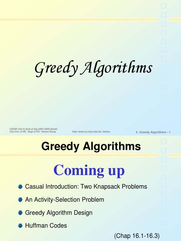 Greedy Algorithm | PDF | Dynamic Programming | Theoretical Computer Science
