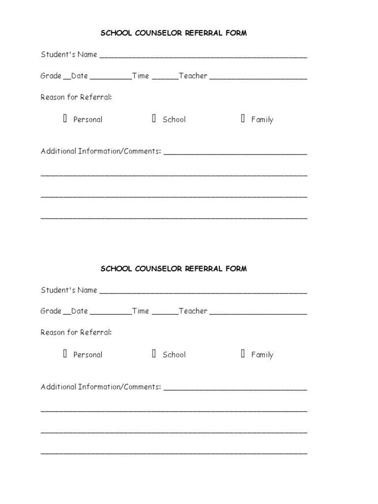 School Counselor Referral Form | PDF | Career & Growth
