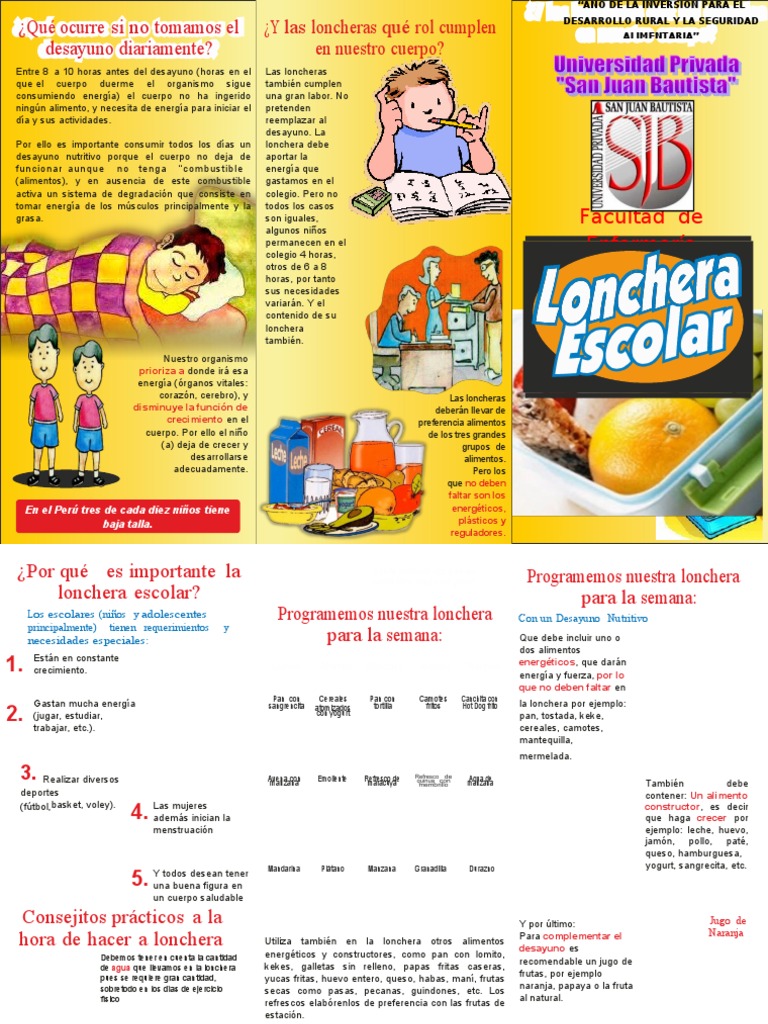 Triptico Lonchera | PDF | Alimentos | Nutrición