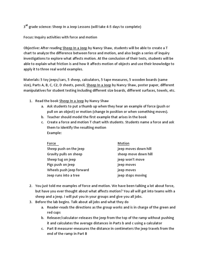 Sheep in A Jeep | PDF | Force | Educational Assessment