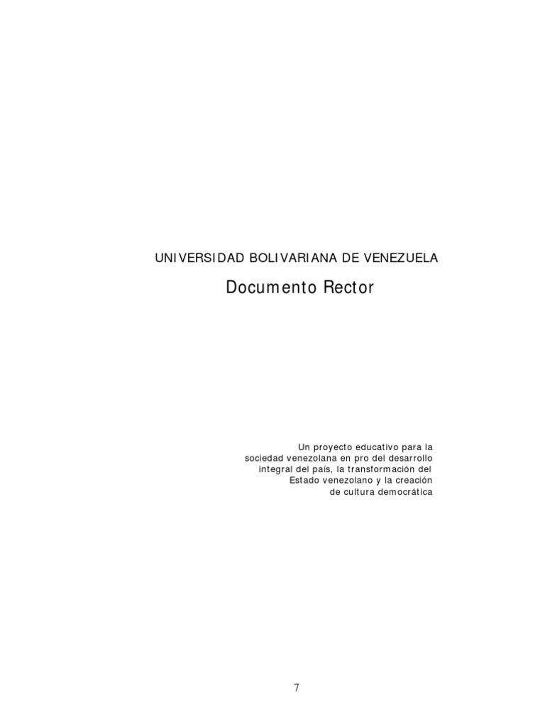 Universidad Bolivariana de Venezuela - Documento Rector | PDF | Globalización | Democracia