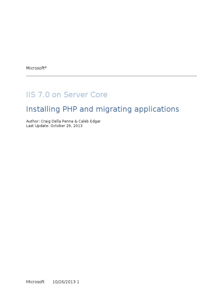 PHP On IIS7 and Server Core | PDF | Remote Desktop Services | Internet Information Services