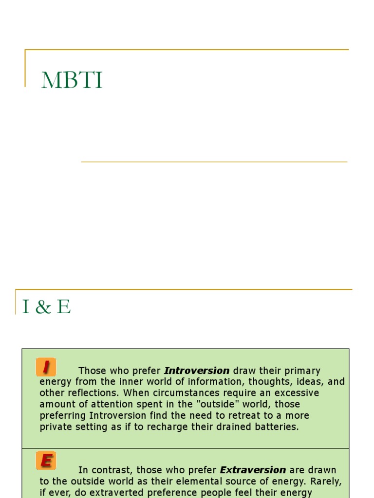 MBTI | PDF | Extraversion And Introversion | Psychological Concepts